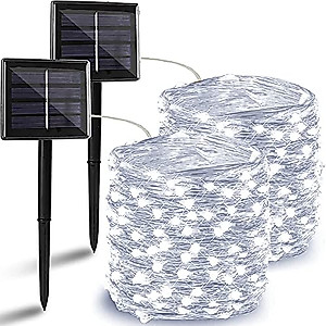 BHCLIGHT 2 Pack Each 72FT 200 LED Solar String Lights Outdoor, Waterproof Solar Fairy Lights with 8 Modes, Solar Outdoor Lights for Christmas Tree Patio Garden Party Decoration Wedding (Cool White)
