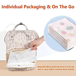 MOSHAINE Disposable Bibs 30 PCS Baby Bib Waterproof for Toddlers with Food Catcher Pocket and Adjustable Fastener Feeding Bib Suitable Kids for Feeding,Traveling,Outdoor Use