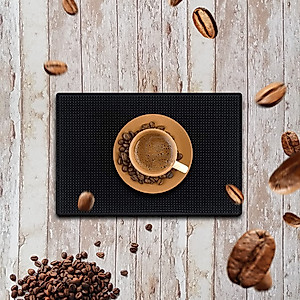 WISHMART Black Bar Mats Set of 2 (12x6 Inches) | Drying, Durable and Stylish Spill Mats for Bars, Restaurants, Coffee Shops, Bar Mats for Countertop and Table Top, Non-Spill & Non-Toxic Mats