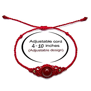 Handmade Red String Bracelet with 10mm Red Agate Bead - Good Luck and Protection - Ideal Gifts for Women, Teen Girls, Mother-Daughter, Couples, Sisters, and Friends (RuYi Knot 10MM Agate 1PC)