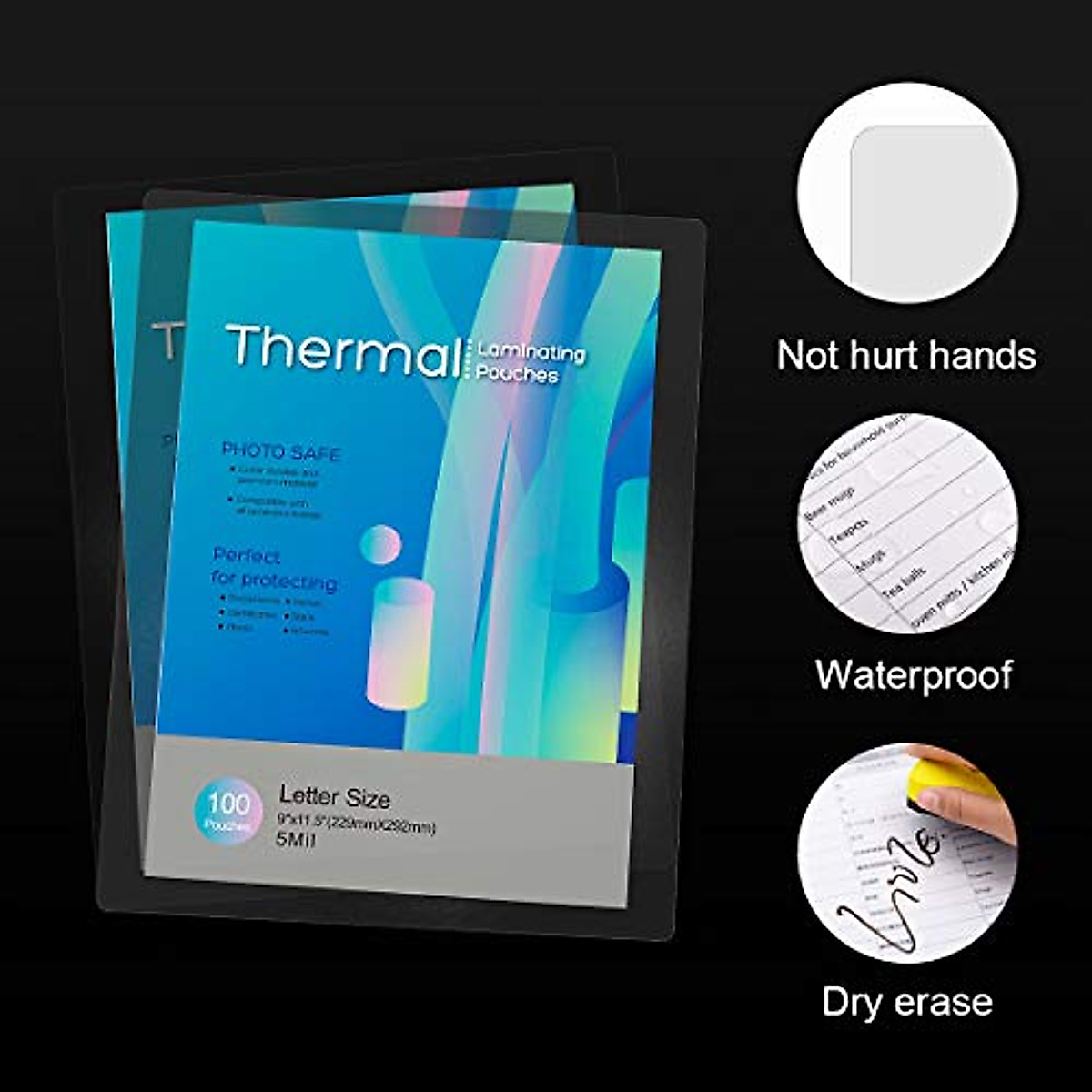 KTRIO Laminating Pouches Laminating Sheets, Hold 8.5 x 11 Inch Sheet 100 Pack, 5 Mil Clear Thermal Laminating Pouches 9 x 11.5 Inch Lamination Sheet Paper for Laminator, Round Corner Letter Size