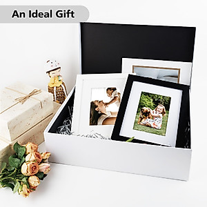 Golden State Art, Set of 2 White Photo Wood Frame 11x14 with Real Glass Mat for 8x10 Picture