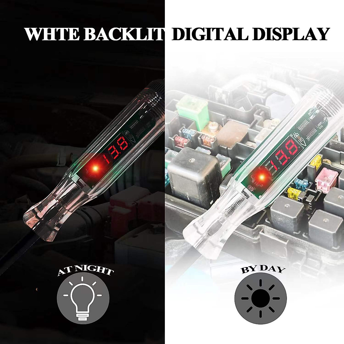 AWBLIN Automotive Test Light Digital LED Circuit Tester, DC 2.6V-32V Auto Electric Tester Light Tool with Voltmeter and Probe for Checking Vehicle Car Truck Motorcycle Boat Fuses and Battery Voltage