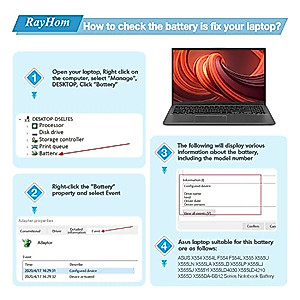 RayHom C21N1347 New Laptop Battery - for Asus X555 X555LA X555LD X555LN A555L K555L Y583LD W519LD K555LD K555LA R556L VM590L Series 2ICP4/63/134