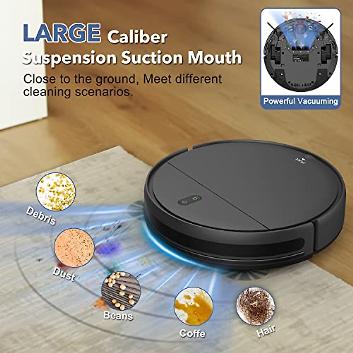 MAMNV Robot Vacuum and Mop Combo, WiFi/App/Alexa, Robotic Vacuum Cleaner with Schedule, 2 in 1 Mopping Robot Vacuum with 230ML Water Tank, Self-Charging, Slim, Ideal for Hard Floor, Pet Hair, Carpet