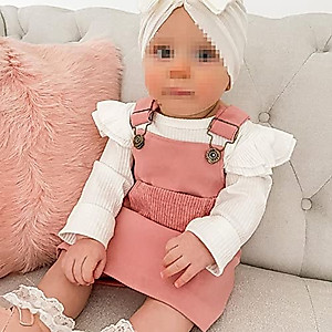 Newborn Baby Girl Fall Clothes Ruffle Long Sleeve Ribbed Romper Corduroy Suspender Skirts Infant Overalls Dress Outfits (Pink , 3-6 Months )