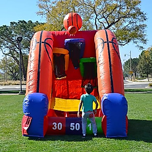 JumpOrange Inflatable Basketball Game (with Blower and Foam Basketballs), Kids and Adults, Commercial Grade, Rental Game, Hoop Shot Target, Toss Game, Outdoor Indoor, Blow Up, 15oz PVC Vinyl, <90 LBS