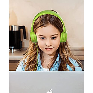 NIVAVA Kids Headphones, K8 Wired Headphones for Kids with Adjustable Headband 3.5 MM Jack for School, Foldable On-Ear Headset for Girls Boys Kindle Tablet Cellphones Airplane Travel (Green Yellow)