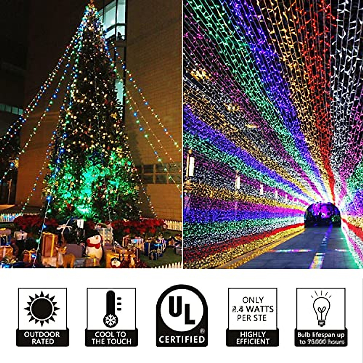 yongzhenlite UL Listed 50 Count 5MM Wide Angle Led Christmas Lights Set,Outdoor Mini Led String Lights for Garden Patio Tree Lighting Decoration,17 Feet Green Wire (Multi-Colored)