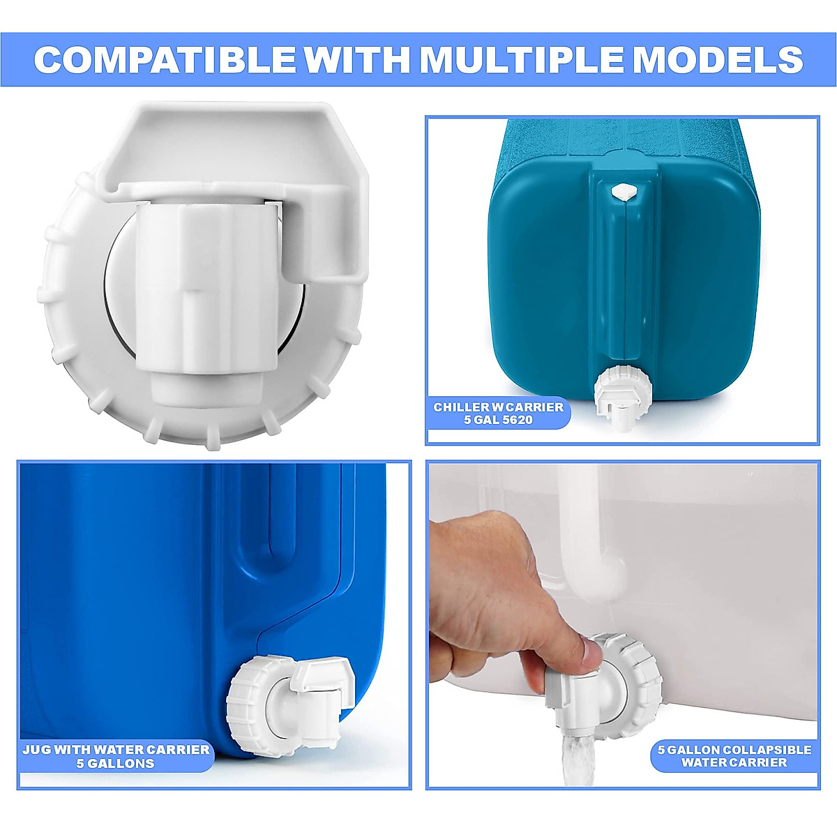 5-Gallon Water Jug Spigot, Water Carrier Jug Replacement Faucet Assy Kit. Compatible with Coleman 5 Gallon Water Carrier Model 5620 Blue 5-Gallon Chiller. Easy replacement Durable 5-Gallon Faucet Assy