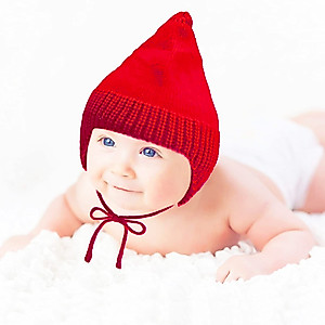 Children-Hat Knitted Beanie Fashion - Girls Boys Knitted Beanie Sharp Pointed Warm Cap (Red)