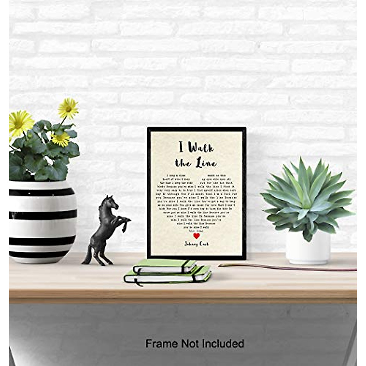 Johnny Cash Poster - 8x10 I Walk The Line Song Lyrics - Cool Gift for Country Music, Nashville, Grand Ole Opry Fans - Romantic Sentimental Poster Print, Wall Art, Home Decor