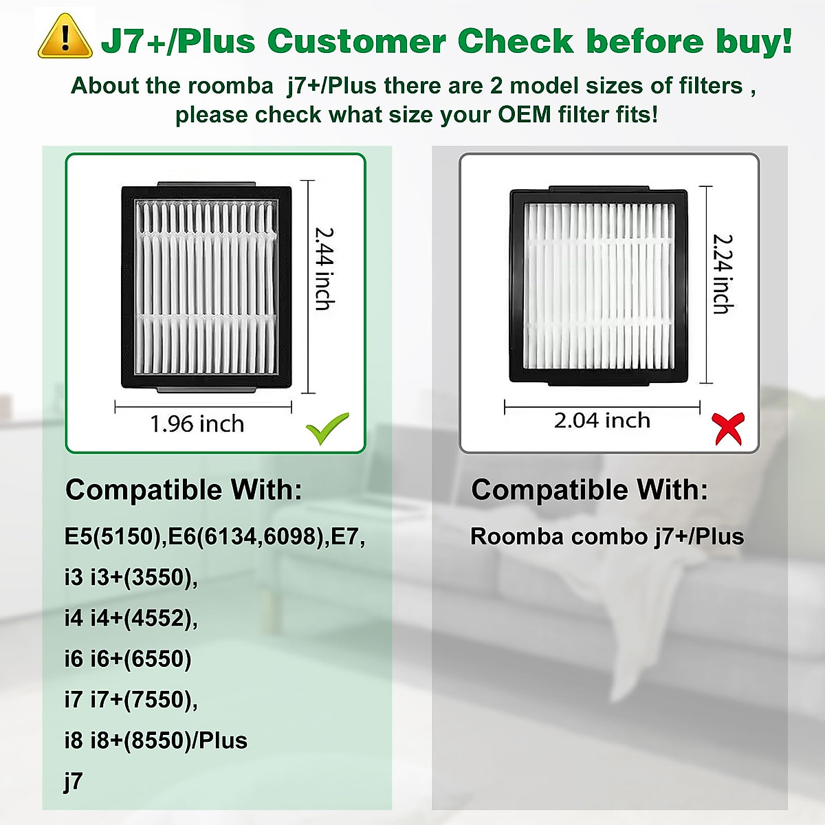 HORPKUN Replacement Parts for iRobot Roomba i7 i7+ i3 i3+ i4 i6 i6+ i8 i8+/Plus E5 E6 E7 j7 I,E &J Series Vacuum Cleaner, 2 Set Rubber Brushes, 6 Filters, 6 Side Brushes,3 Vacuum Bags