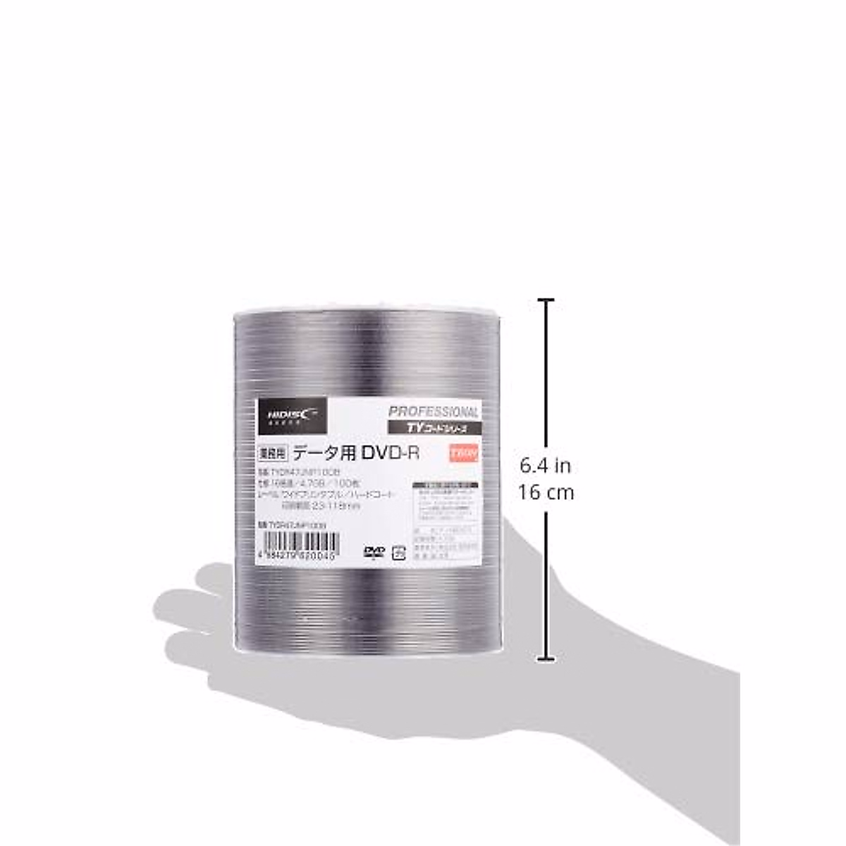 HI-DISC TYDR47JNP100B 16x Compatible DVD-R for Data, 100 Sheets, Wide Printable