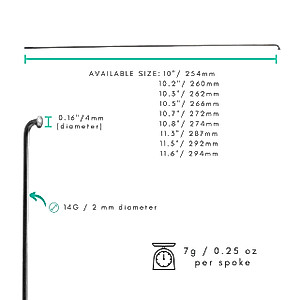 Vincita 36 Pieces 14G J Bend Bicycle Stainless Steel Spokes 254mm - 294mm with Brass Nipples for MTB Wheel Spokes, Ebike, Downhill, Trekking, City Bikes - Replacement/Repair Spokes (262 MM)…