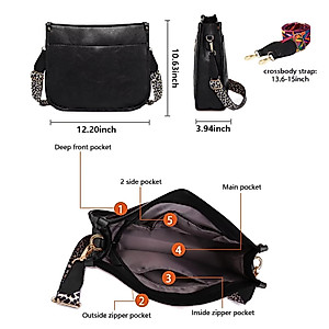 AUYOCO Vegan Leather Crossbody Bags for Women, Crossbody Purse with 2 Guitar Straps Zipped Pockets Handbag Shoulder Bag