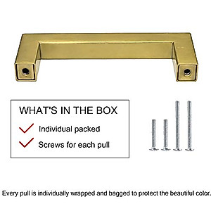 goldenwarm 5 Inch Gold Cabinet Pulls 10 Pack Brushed Brass - LSJ12GD128 Gold Cabinet Handles Square Brushed Gold Kitchen Hardware Pulls for Dresser Drawers