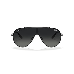 Ray-Ban RB3597 Wings Shield Sunglasses, Black/Grey Gradient Dark Grey, 33 mm