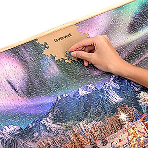 Lavievert Jigsaw Puzzles 1000 Piece Christmas Wonderland Puzzles for Adults and Kids - Snowy Night, Aurora, Christmas Tree, Snowman, Sleigh, Ice Sculpture & Milu Deer