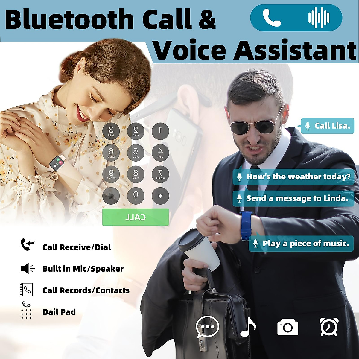 1.81"Smart Watch for Men Women with Bluetooth Call, Smartwatch for Android iOS Phone with Blood Oxygen Heart Rate Sleep Monitor, Fitness Tracker IP68 Waterproof Weather Ai Voice Multi-Sport Modes