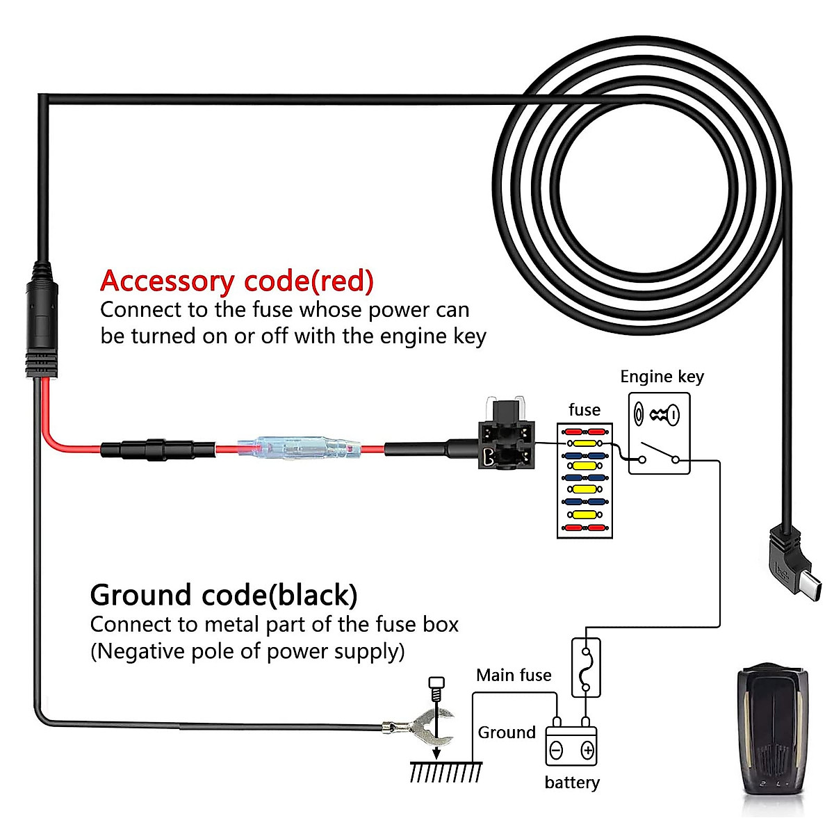 Radar Detector Hardwire Kit,Direct Wire Wiring kit for Escor t Valentine One Unide n Beltronics Cobr a Radar Detector Quick Connection Plug and Play Power Cord Cable(13FT Type C)