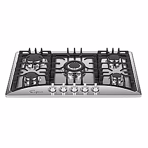 Empava 30 Inch Gas Cooktop with 5 World Class Made in Italy SABAF Burners, LPG/NG Convertible, Ideal RV Top Stoves for Kitchen, Stainless Steel