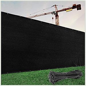 ColourTree 8' x 50' Black Fence Privacy Screen Windscreen Cover Fabric Shade Tarp Plant Greenhouse Netting Mesh Cloth - Commercial Grade 170 GSM - Heavy Duty - 3 Years Warranty - WE Make Custom Size