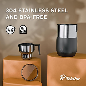 Tchibo Induction Milk Frother, 16.9 oz Capacity - Electric Coffee Frother for Hot and Cold Milk Froth - with Touch Button and Automatic Switch-off Function, Dishwasher-safe