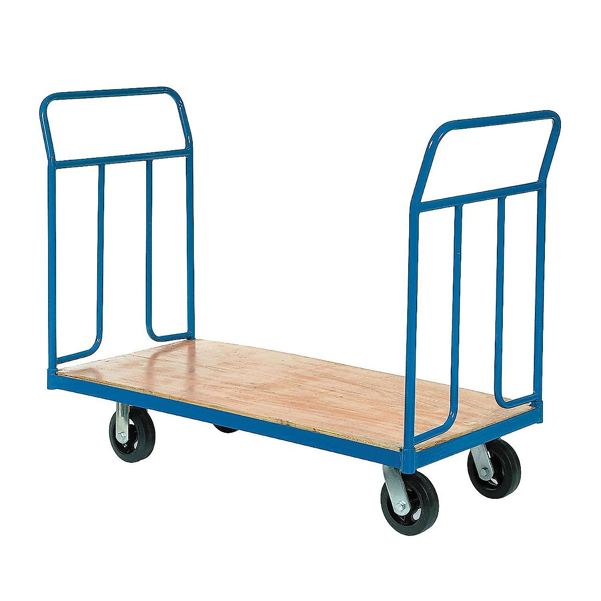 Global Industrial Wood Deck Platform Truck w/Removable Handles, 2400 Lb. Capacity, 6" Mold-On Rubber Wheels