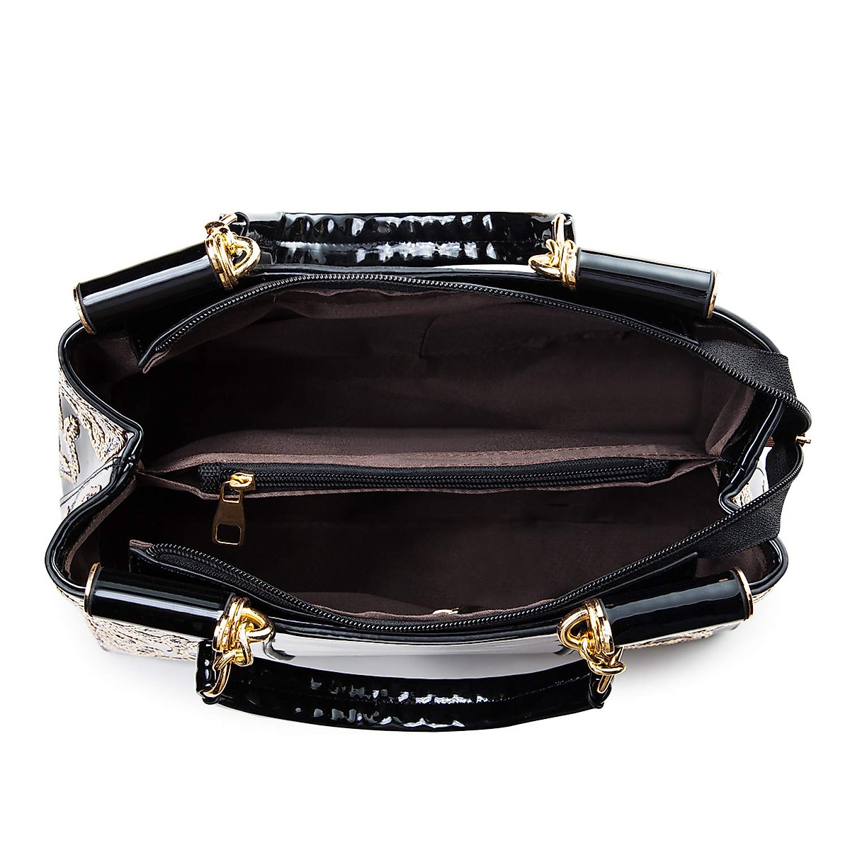 Nevenka Evening Handbags for Women Patent Leather Top Handle Purse Cross-Body Bag for Party Daily Use（Gold）