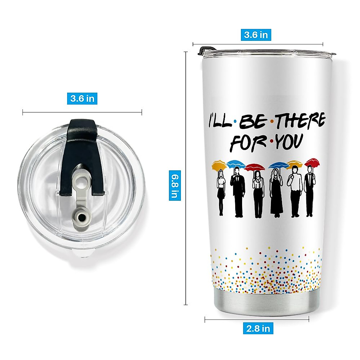 LONGXIN Stainless Steel Tumblers - 20oz Friends Gifts for Women, Perfect for Birthdays, Anniversaries, and Christmas