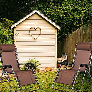 SANXIA Zero Gravity Chair Replacement Fabric with 4 Bungee Cord Kit, Repair Cloth with Replacement Lace Cord, Fix Tools for Anti Gravity Lounge Chairs Outdoor Recliners (Advanced Brown, 17" Wx63 H)