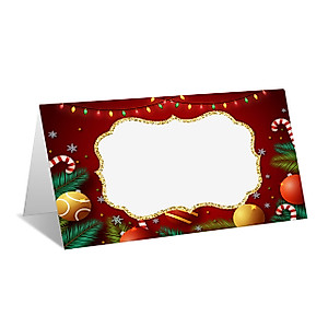 Place Cards for Christmas Party, Editable Name Place Cards, Seating Place Cards for Tables, Tent Style Cards for Wedding, Dinner Party or Any Occasion, Easy Folding, Pack of 25 Escort Cards(A11)