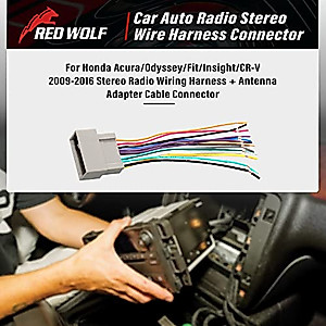 RED WOLF Radio Stereo Wiring Harness Connector Adapter for Honda Civic 2012-2015, Accord 2008-2017, CRV 2012-2016, Acura TL/TSX 2009-2012 Aftermarket Head Unit Install Cable Plug