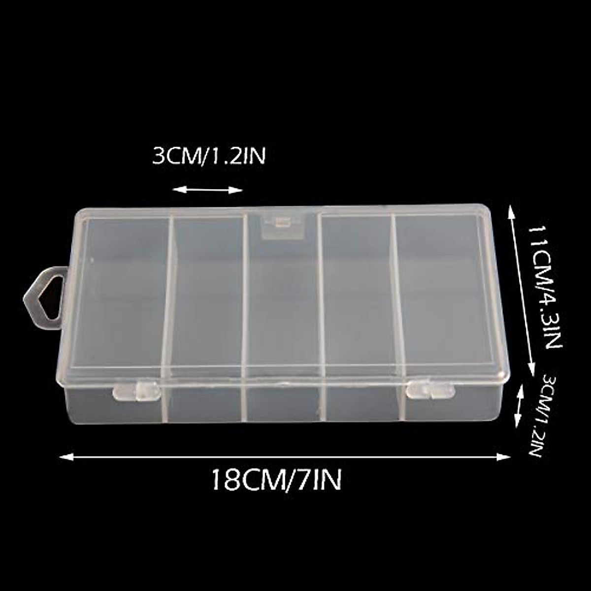 SBYURE 2 Pack 5 Grid Clear Plastic Fishing Tackle Storage Box Jewelry Making Findings Organizer Box Container Case Utility Box,7x4.3x1.2inch