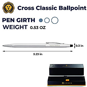 Dayspring Pens Personalized Cross Pen | Engraved Cross Classic Century Pen Lustrous Chrome Ballpoint Gift Pen, Custom Engraving Executive Gift Pen.