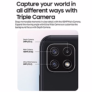 SAMSUNG Galaxy A22 5G (128GB, 4GB) 6.6" 90Hz, Android 11, 48MP Triple Camera, Dual SIM 4G Volte Unlocked (US + Global, GSM Only) International Model A226BR/DSN (Extra Fast Charger Bundle, Gray)