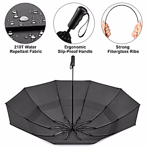 G4Free 42/46/54/62 Inch Large Golf Umbrella Compact Reverse Travel Umbrella 10 Ribs Windproof for Rain Double Canopy Automatic Open Close
