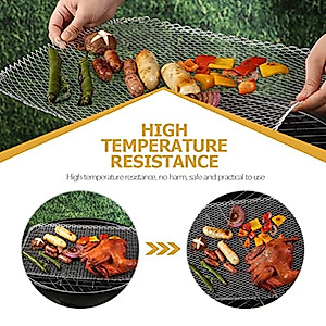 Luxshiny BBQ Grill Mesh Mat: 10Pcs Disposable Aluminum Grill Topper Broiler Net Pans Non-Stick Cooking Grid Grates Pad Baking Tools for Outdoor Camping Barbeque Picnics Backpacking Backyards