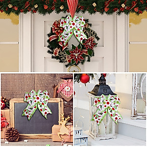 AnyDesign Christmas Wired Edge Ribbon Rolls 2.5 Inch 24 Yards Christmas Craft Fabric Ribbon Cartoon Character Stripe Dot Gift Wrapping Ribbon for Xmas Tree Wreath Bow DIY Craft Decoration, 4 Rolls