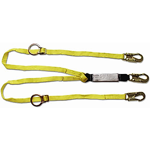 Guardian Fall Protection 01291 6-Foot Double Leg Tie-Back Lanyard with Adjustable D-Ring , Yellow