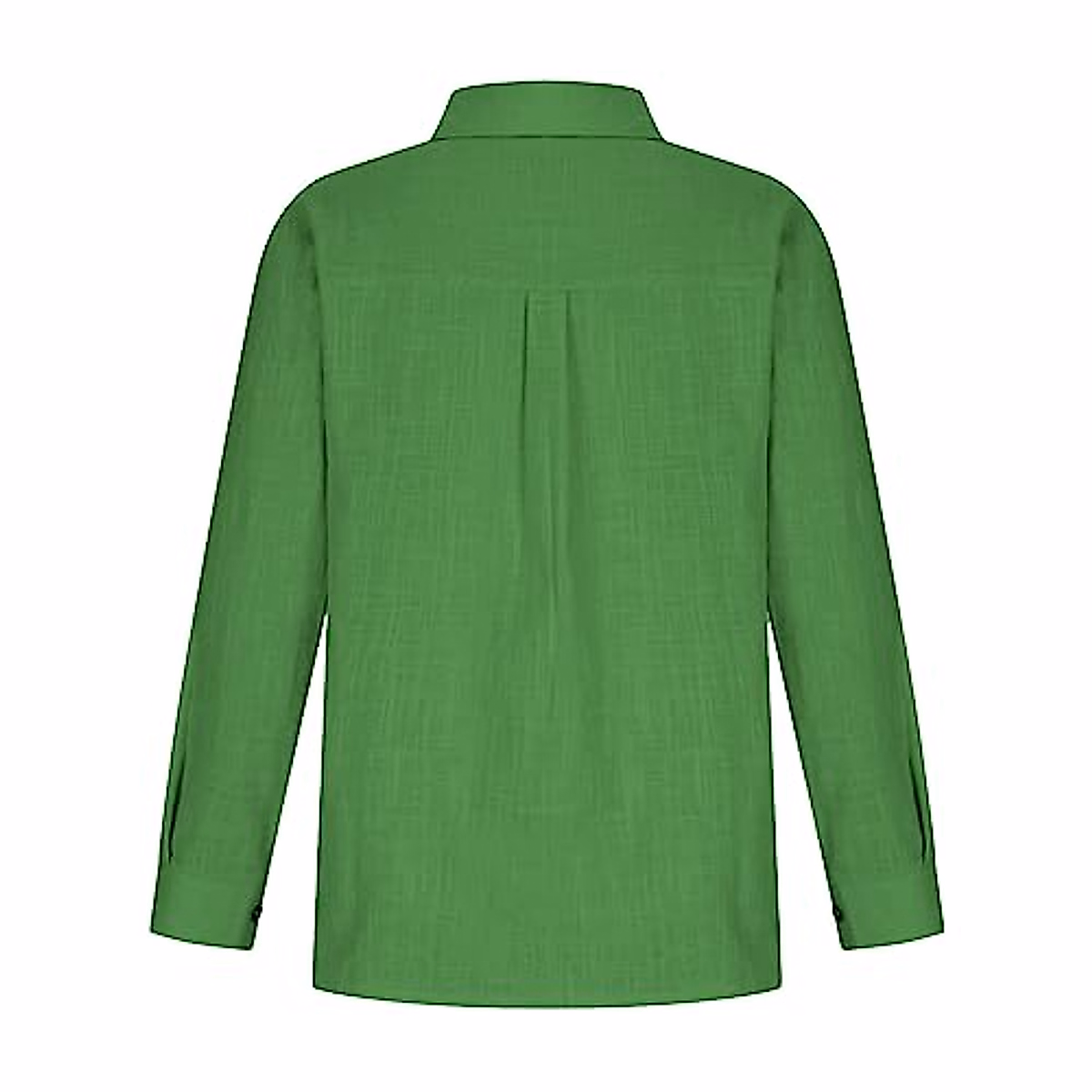 Deals of The Day Trendy Tops for Women 2023 Womens Cotton Linen Button Down Shirt 2023 Casual Long Sleeve Solid Color Shirts Loose Work Tops with Pockets Green XL