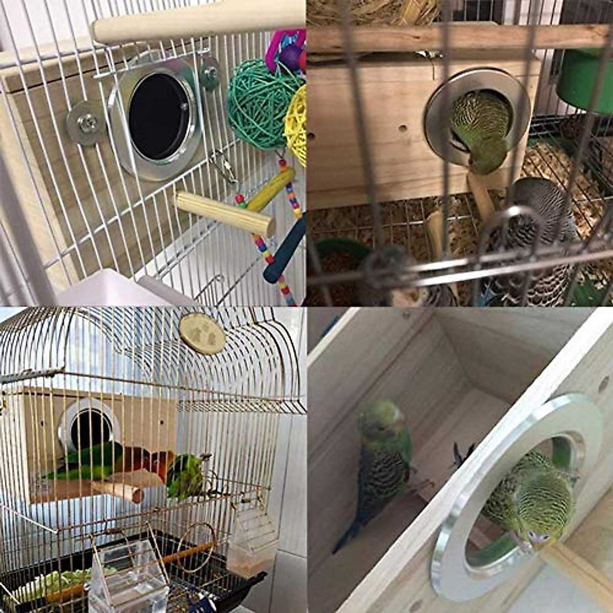 YJJKJ Pet Wood Parakeet Budgie Cockatiel Breeding Nesting Bird Avery Cage Box (S)