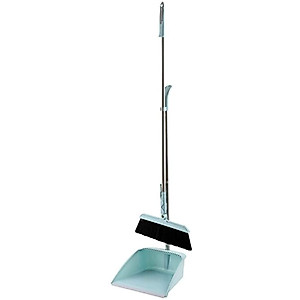 GOOFFY NLIAN- Broom and Dustpan Set, 180 ° Rotation Non-stick Hair Extra Long Handle Rotatable Broom and Dustpan Windproof Stainless Steel Rod Broom Set dustpan set