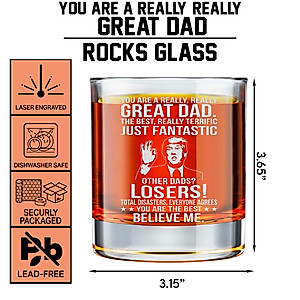 BETHEGIFT Gifts for Dad from Daughter, Son - Dad Christmas Gifts - Birthday Gifts for Dad - Dad Birthday Gift Ideas - Cool Gifts for Dad - Present for Dad 10oz Whiskey Rock Glass