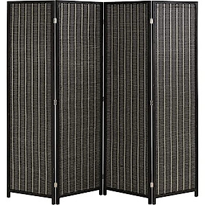 Bamboo Room Divider Folding Privacy Screen 4 Panel 72 Inches High 17.7 Inches Wide Room Divider for Living Room Bedroom Study,Black