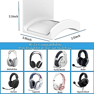 SOKUSIN Headphone Stand Headset Holder - Adhesive Gaming Earphones Hanger, Universal Desk Wall Mount Hook for All Headphone/Controller, Compatible with Beats, AirPods Max,Sony, JBL (White)