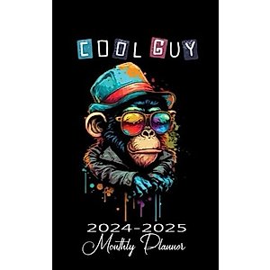 Cool Guy: 2 year, 24 months Pocket Size calendar January 2024-December 2025 for Monkey Lover