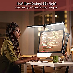 2-in-1 LED Desk Lamp, 24W Brightestwith Table Lamp with Clamp, Desk Light with Flexible Swing Arm,3 Color Modes Stepless Dimmable Double Head Architect Desk Lamps for Home Office Workbench Reading