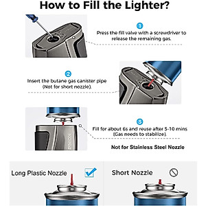 Kollea Torch Lighter, Triple Jet Flame Butane Lighter with Punch and Safety Lock, Refillable and Windproof Pocket Lighter, Cool Great Gift Idea for Men (Butane Gas Not Included)